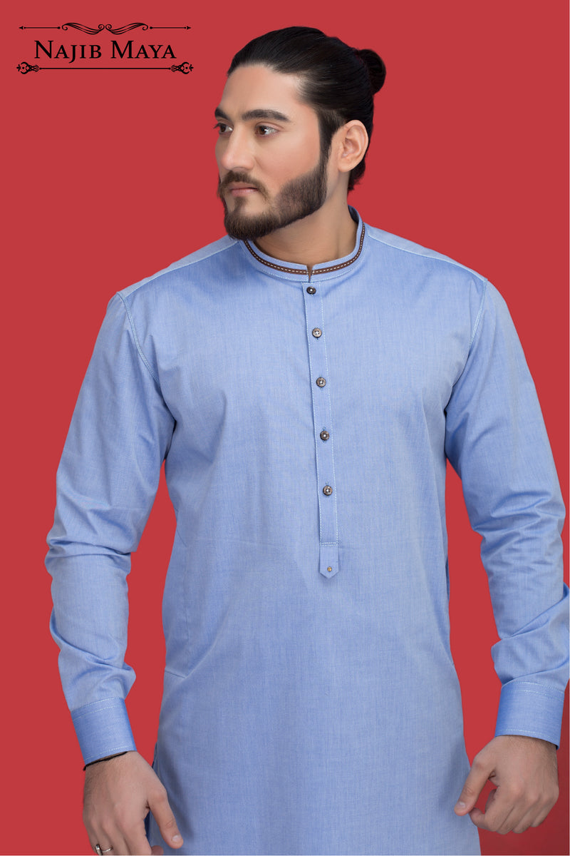 Sky Blue Kurta Pajama For Mens Najib Maya
