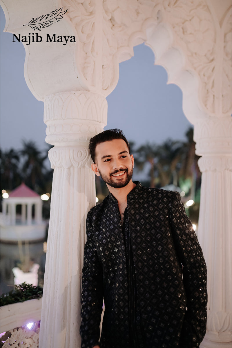 Gray Prince Coat + Embroidery Shirt Front Open+ Pent For Men's – Najib Maya