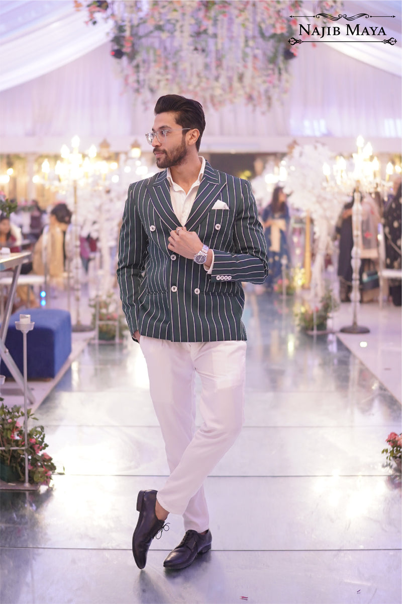 Green Line Coat With White Pent & Shirt For Men's – Najib Maya