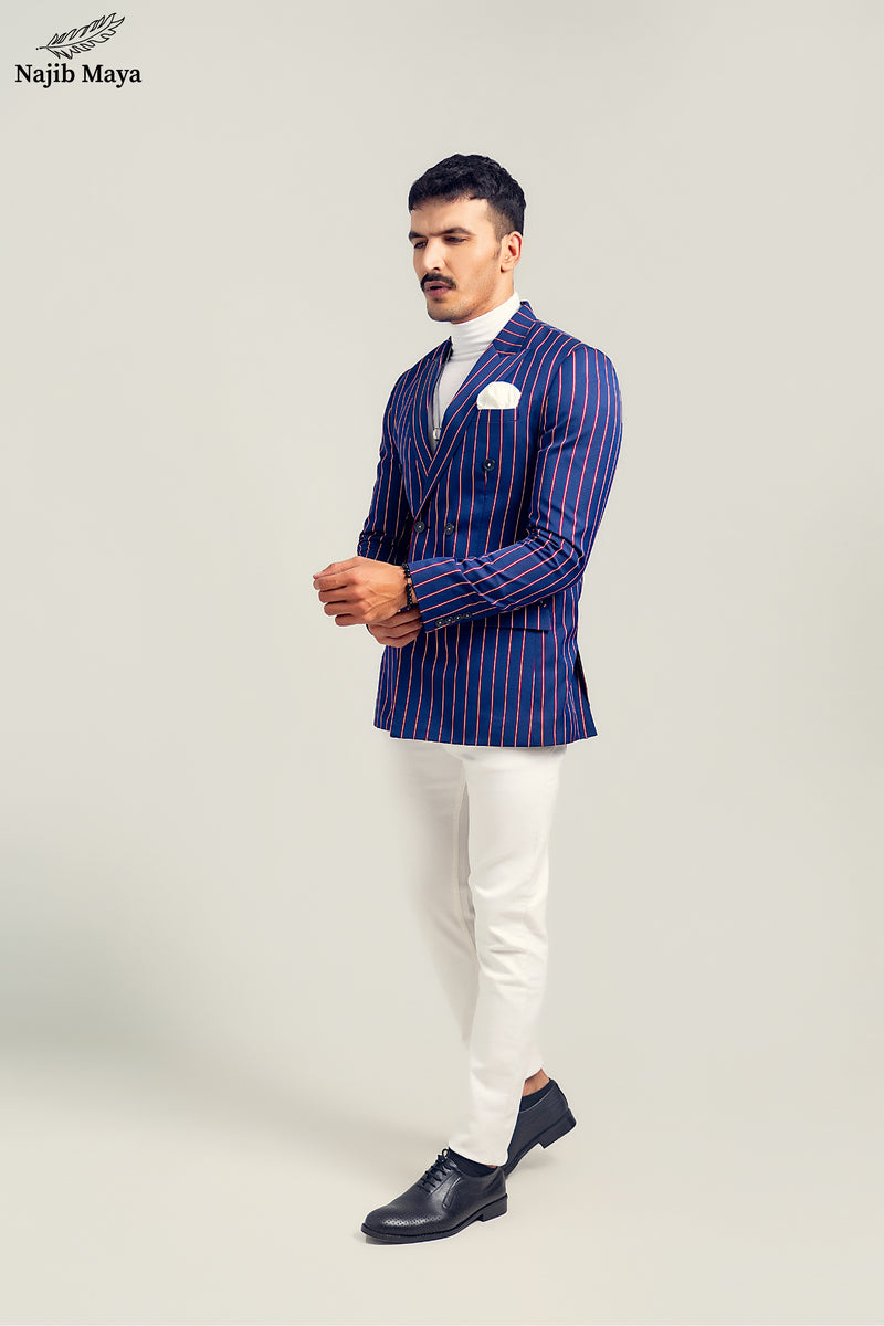 Blue & White Stylish Pant Coat For Men's – Najib Maya
