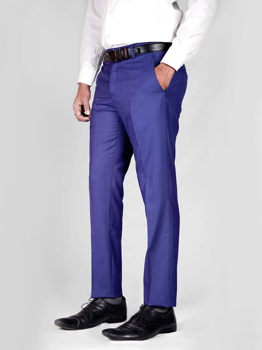 Royal Blue Self Formal Dress Pant For Men's – Najib Maya